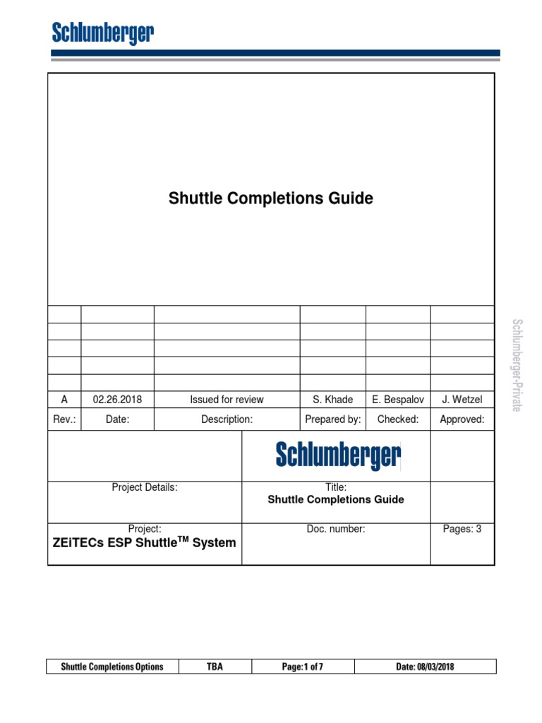 Shuttle Completions Guide: Zeitecs Esp Shuttle System | PDF