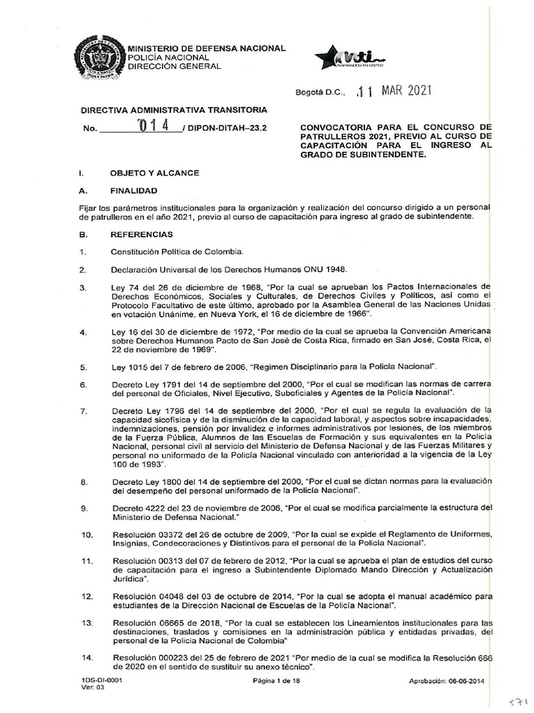 D.A.T. No. 014 Dipon-Ditah Del 110321 Concurso de PT A Si. 2021 | PDF