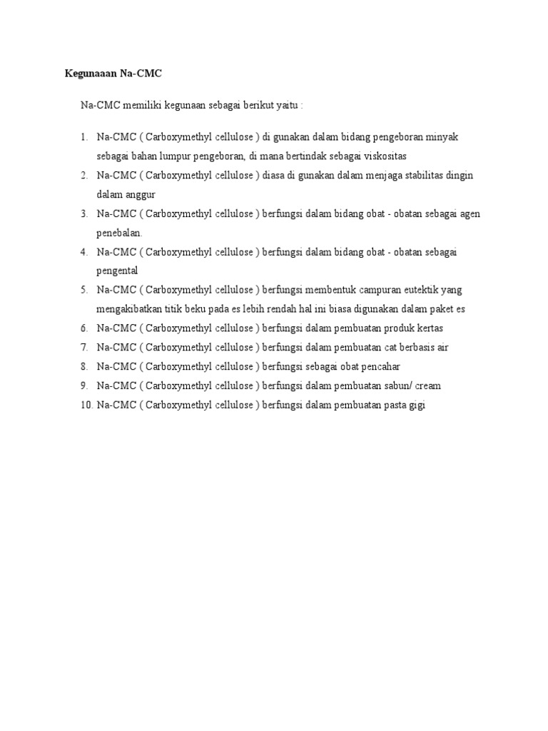 Kegunaaan Na CMC | PDF