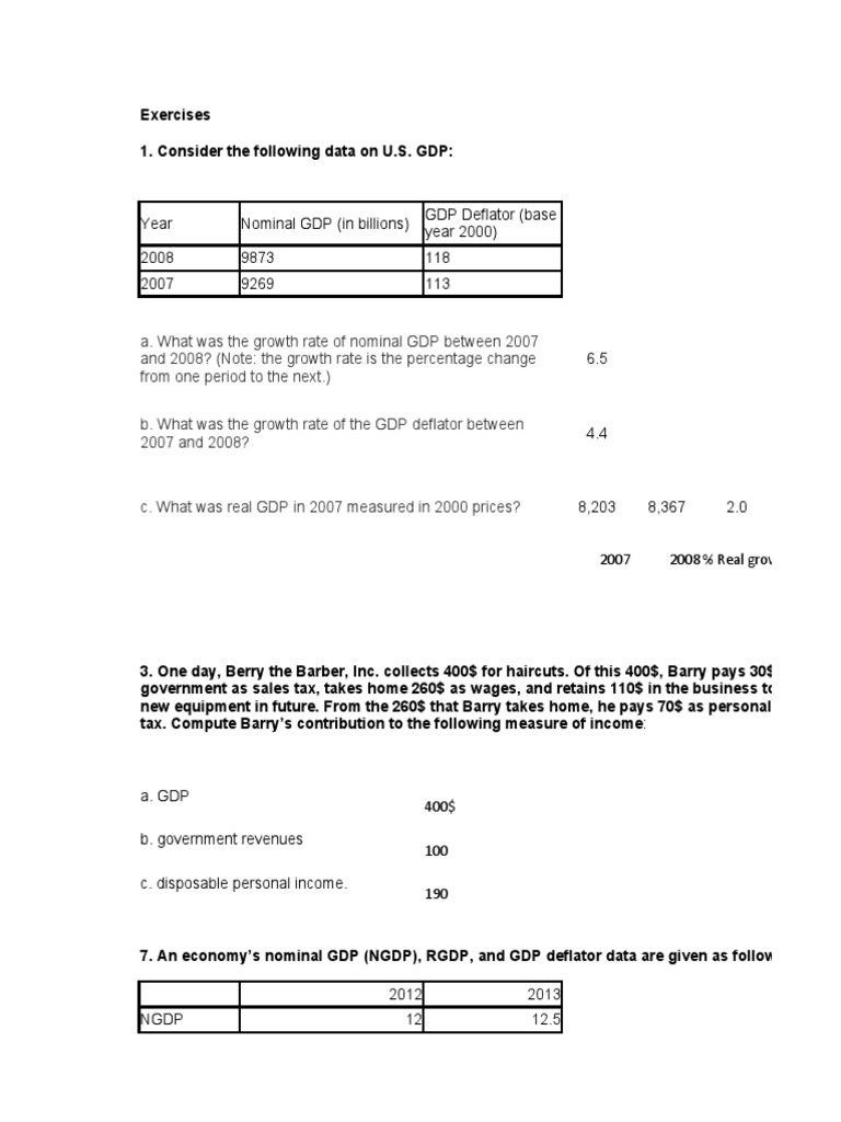 Practice GDP | PDF | Real Gross Domestic Product | Gdp Deflator