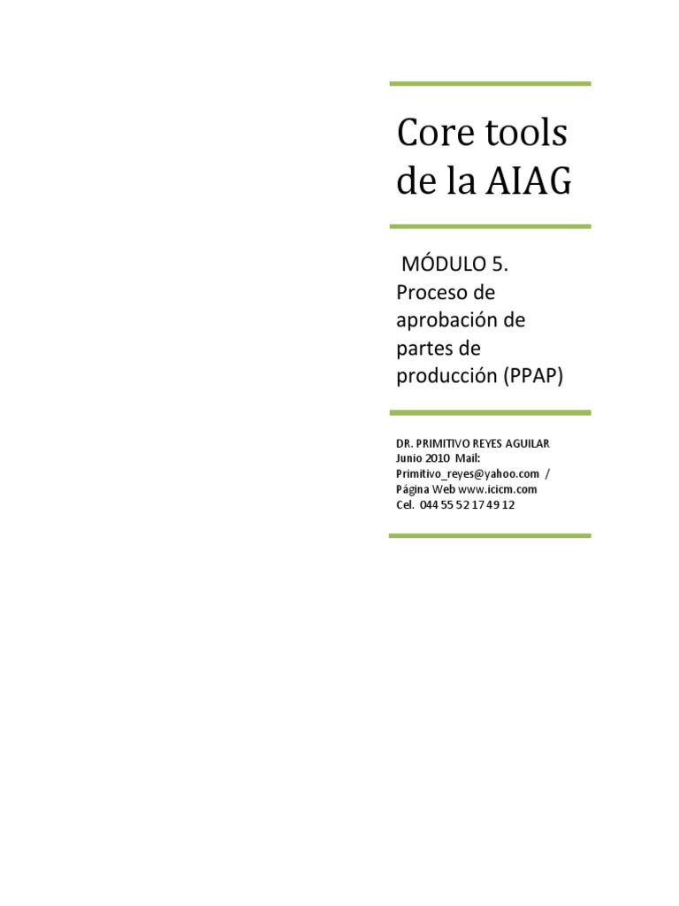 aPPAP Modulo 5 Core Tools | PDF | Metodología | Procesos de negocio