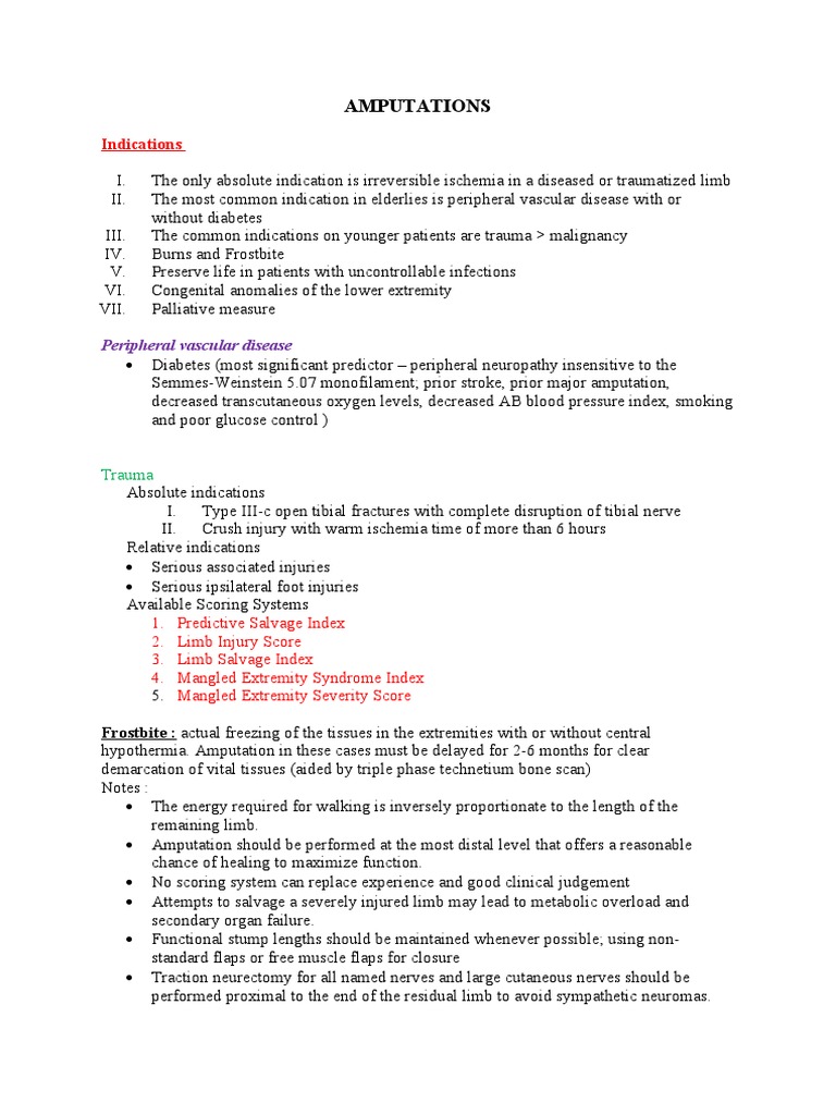 Amputations: Indications | PDF | Amputation | Ischemia