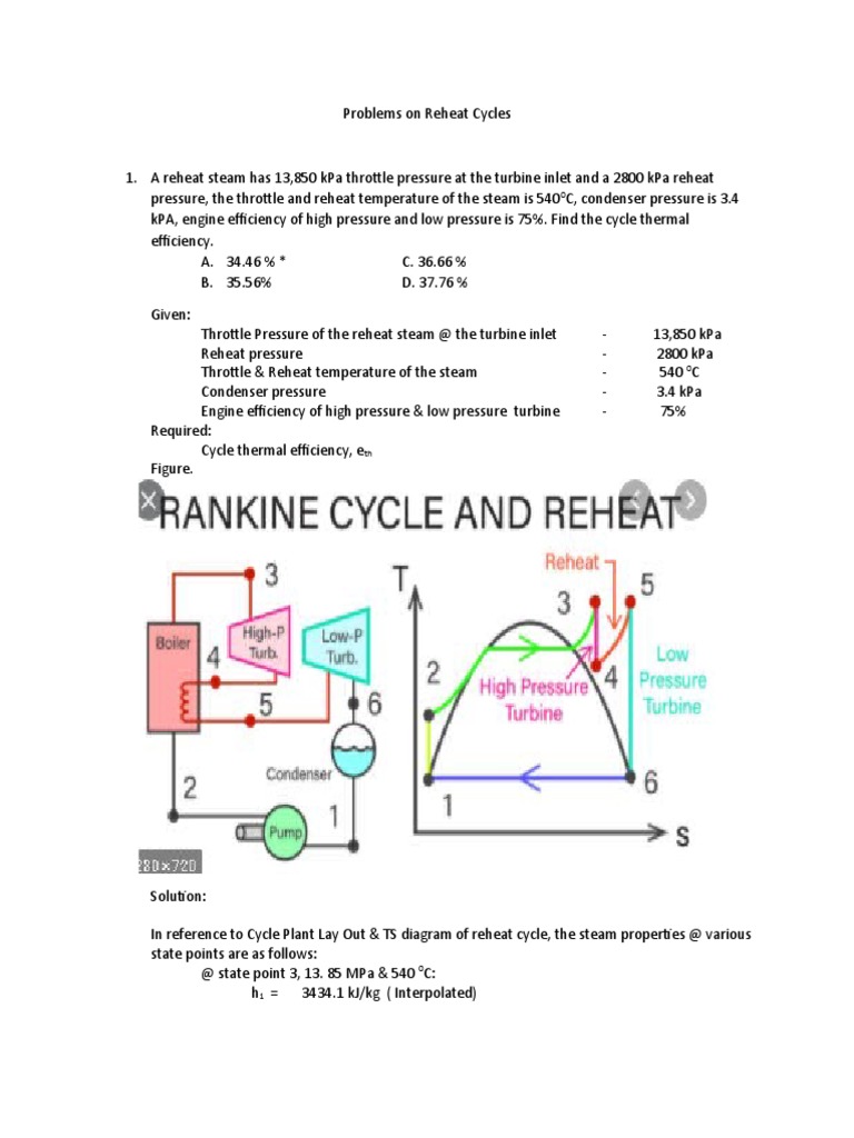 Problems On Reheat Cycle | PDF | Steam Power | Metrology