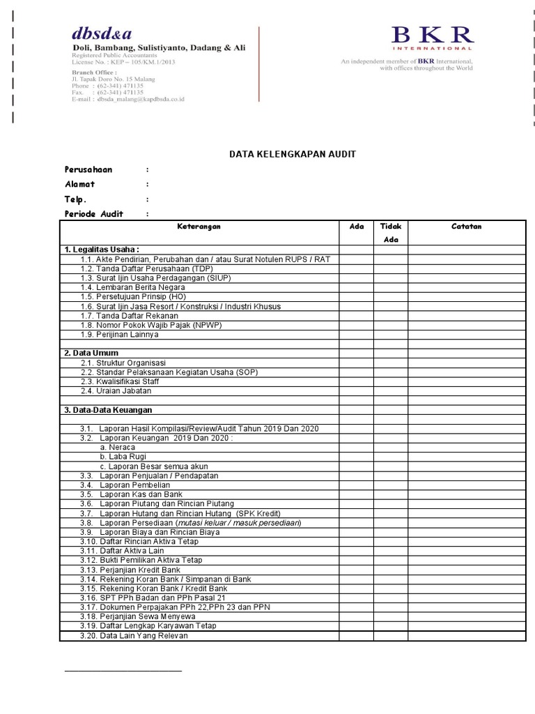 Permintaan Data Audit | PDF