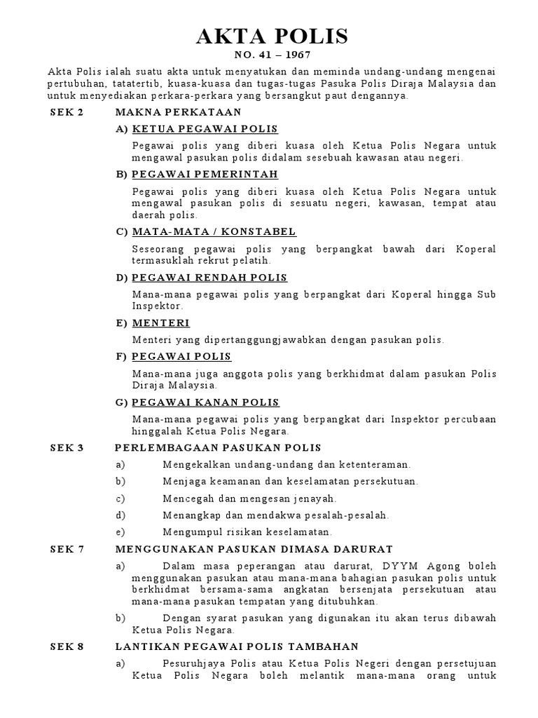 Akta Polis & PTKPN-1-1 | PDF