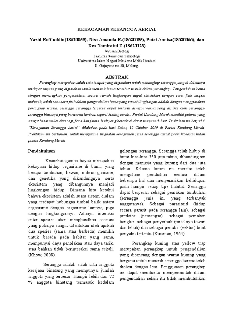 Keragaman Serangga Aerial | PDF