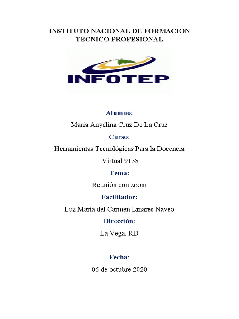 Tarea de INFOTEP (Zoom) | PDF | Informática