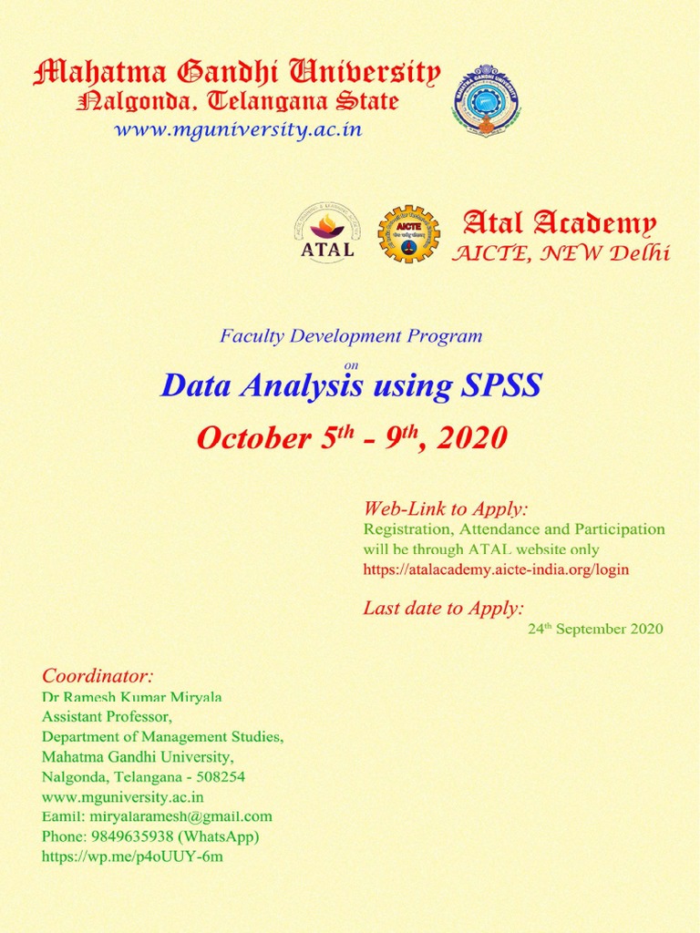Brochure - Data Analysis Using SPSS | PDF