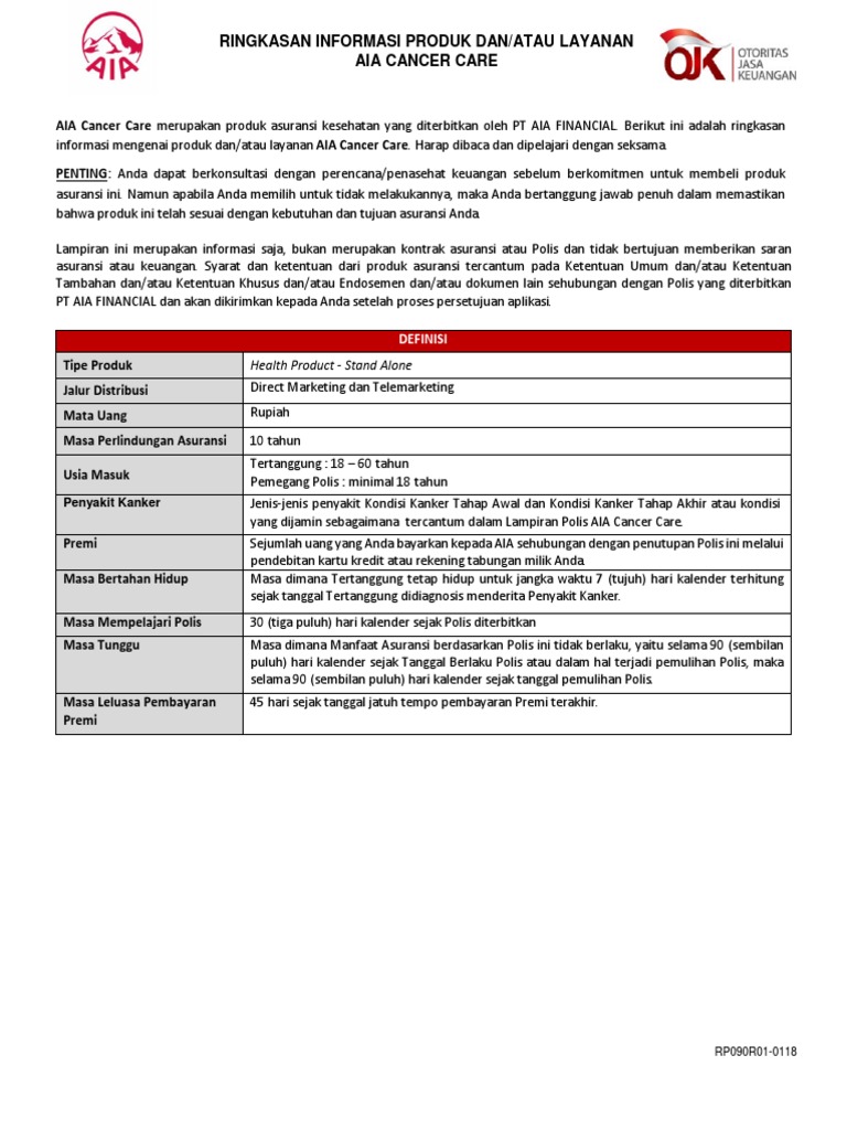 AIA Cancer Care | PDF