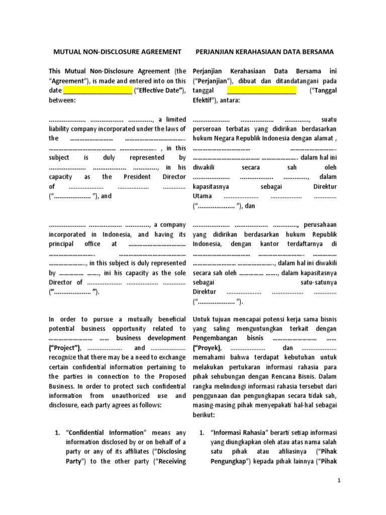 (Template) Mutual NDA | PDF