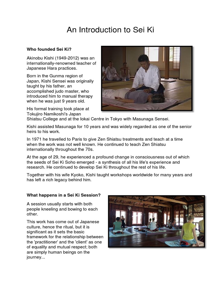 An Introduction To Sei Ki | PDF | Mindfulness | Tai Chi
