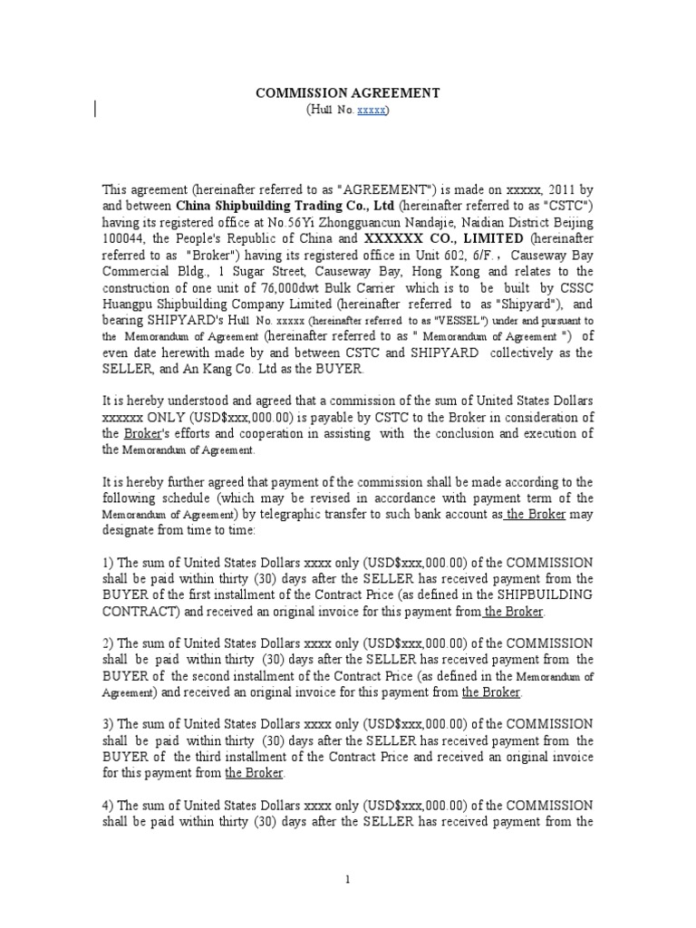 Commission Agreement Sample in Theory | Download Free PDF | Invoice ...