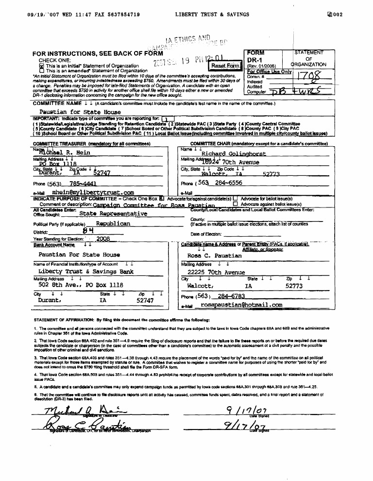 Paustian, Ross 1708 | PDF | Political Action Committee | Campaign ...