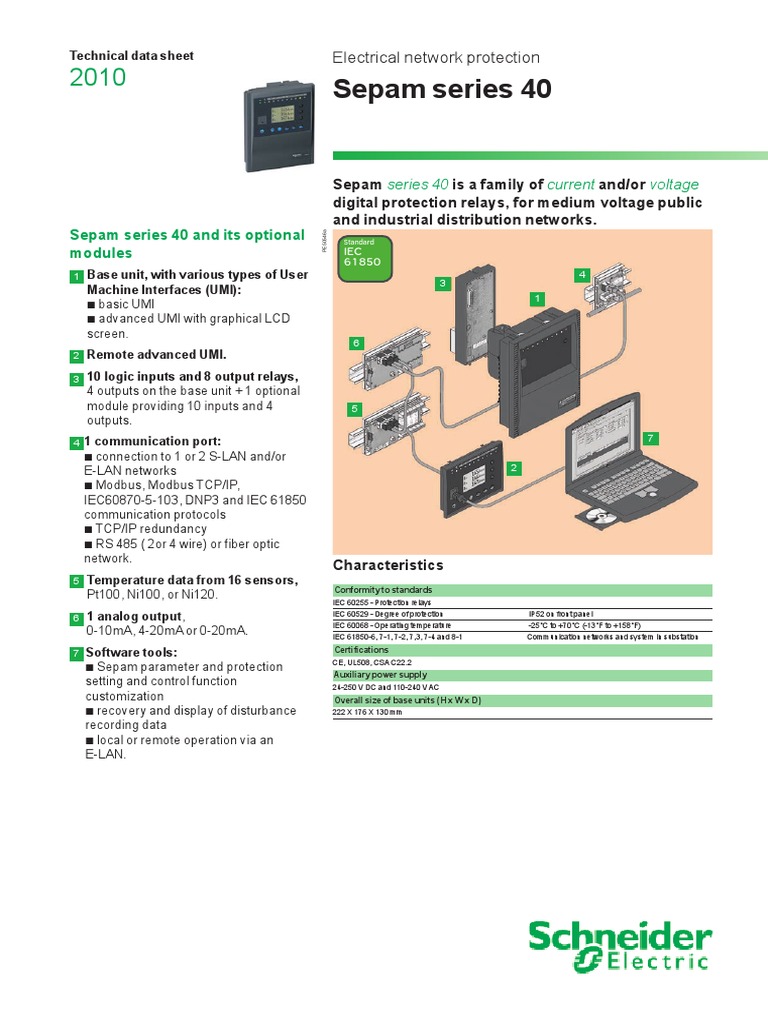 Sepam Series 40 and Its Optional Modules | PDF | Computer Network ...