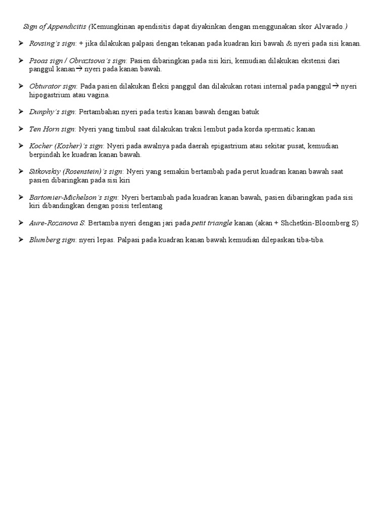 Sign of Appendicitis | PDF