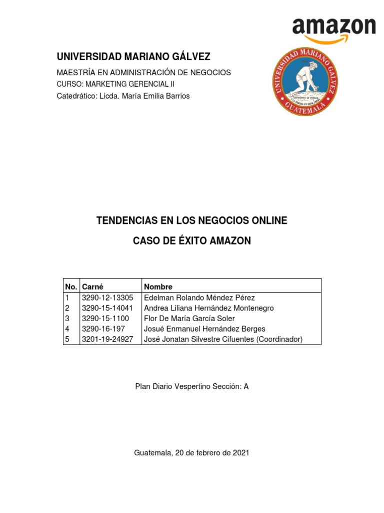 Solución Caso AMAZON | PDF | Comercio electrónico | Cliente