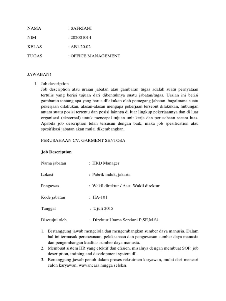 Tugas OM - SAFRIANI PART1 | PDF | Karier & Perkembangan | Bisnis