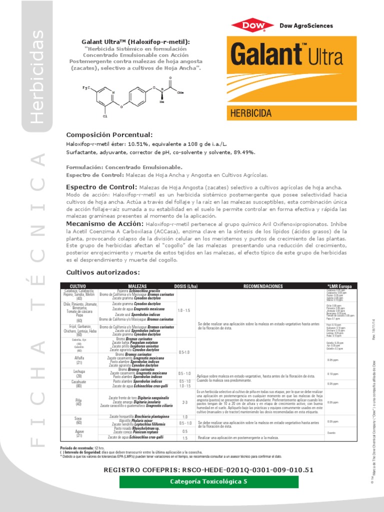 Galant Ultra: Herbicida Haloxifop-r-metil | PDF | Plantas | Agua