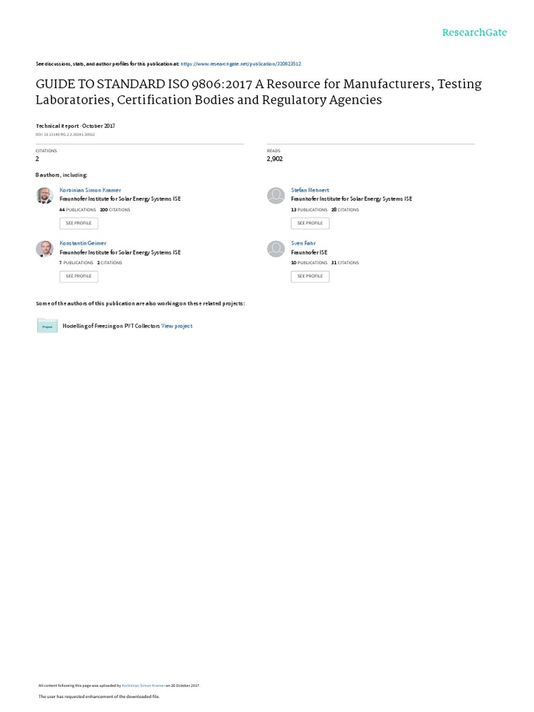 GUIDE TO STANDARD ISO 9806:2017 A Resource For Manufacturers, Testing ...