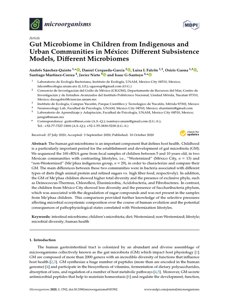 Gut Microbiome in Children From Indigenous and | PDF | Polymerase Chain ...