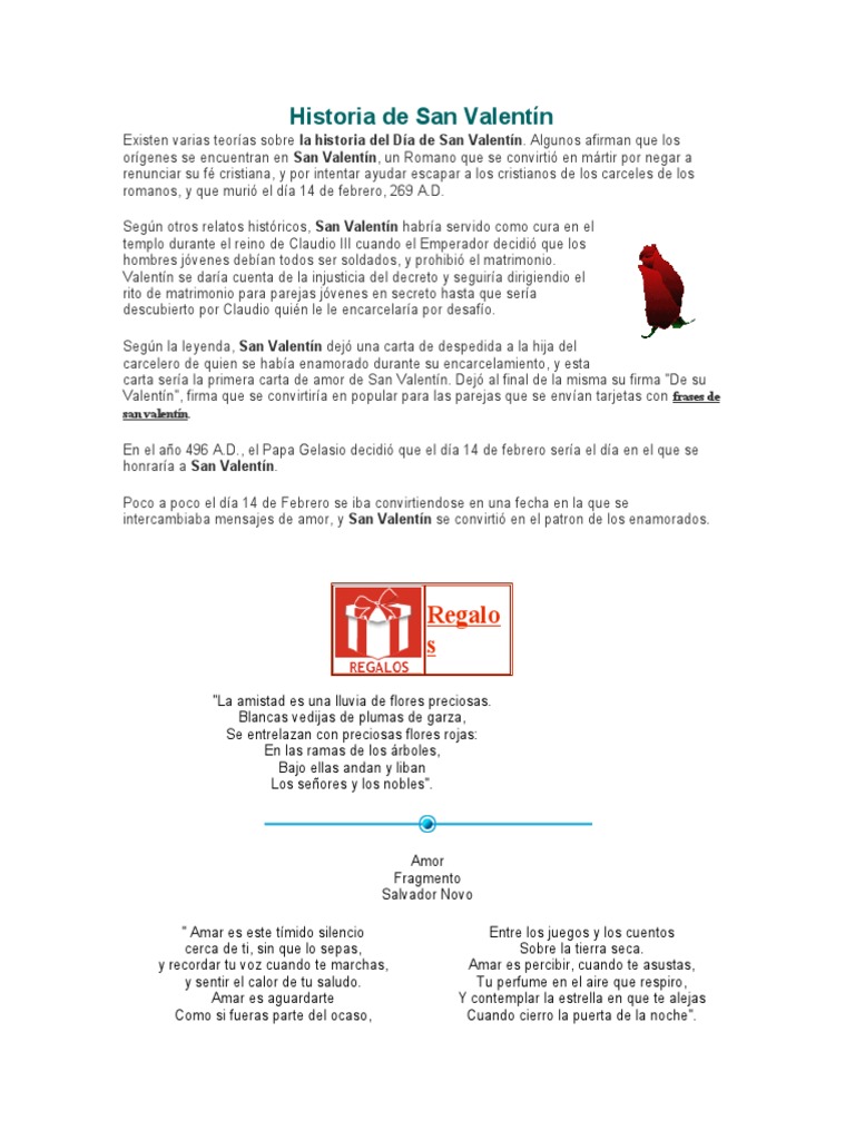 Historia de San Valentín | PDF | día de San Valentín