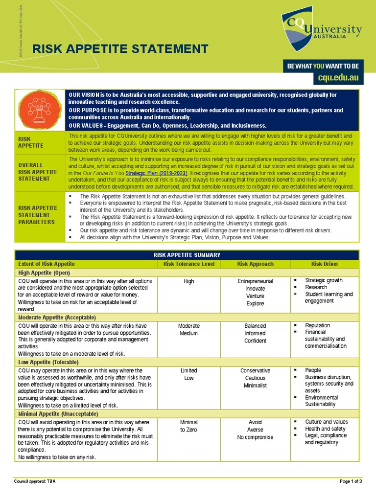CQUniversity's Risk Appetite Statement: Navigating Strategic Growth ...