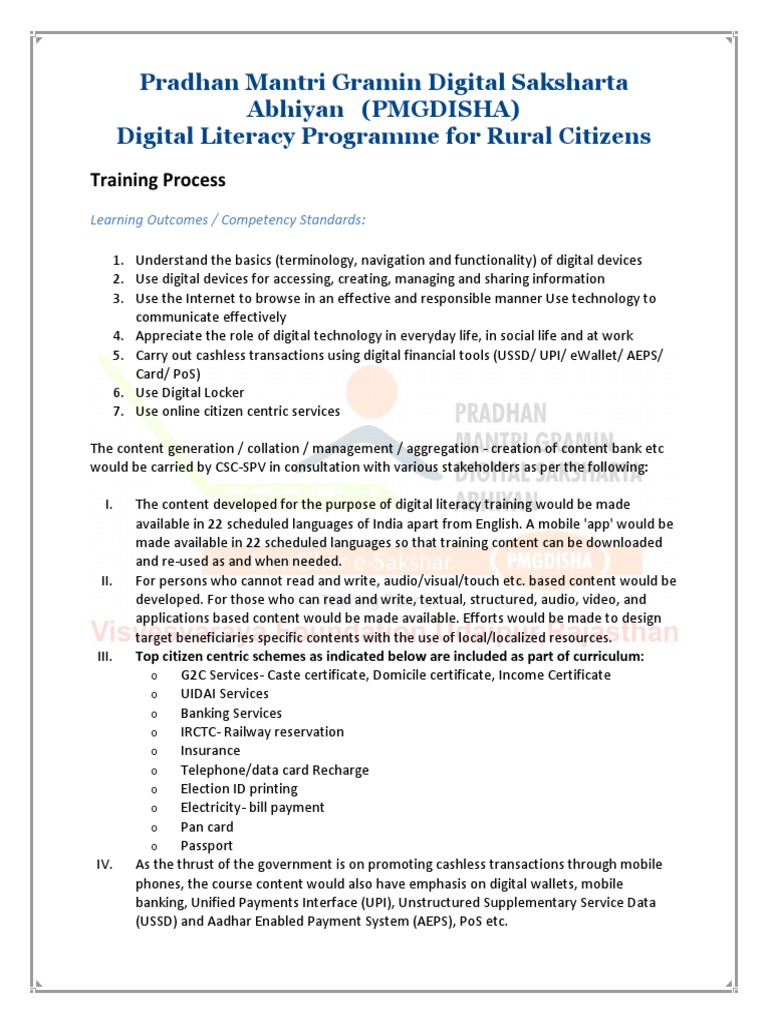 Pradhan Mantri Gramin Digital Saksharta Abhiyan (PMGDISHA) Digital ...