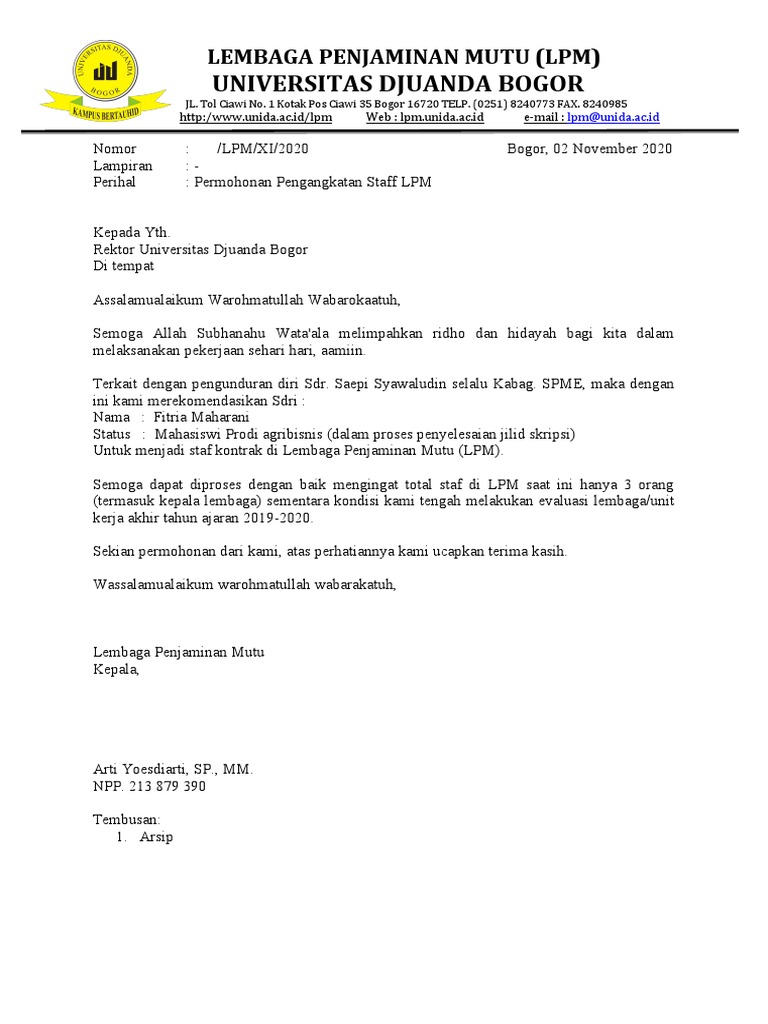 Surat Pengajuan Fitri | PDF