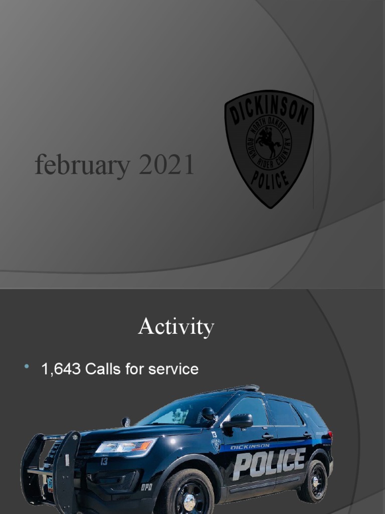 Dickinson Police Department February 2021 Report | PDF | Driving Under ...