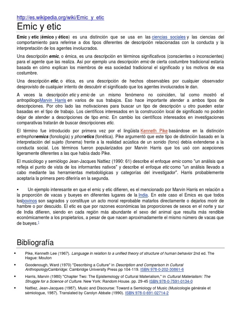 Distinción entre enfoques emic y etic | PDF | Science | Comunicación humana