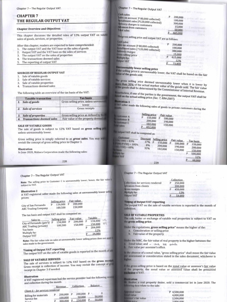 Chapter 7-Regular Output VAT | PDF