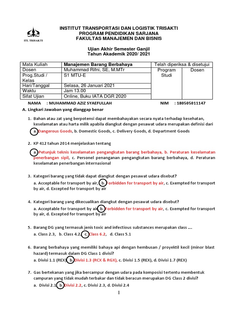 Dangerous Goods: Itl Trisakti | PDF