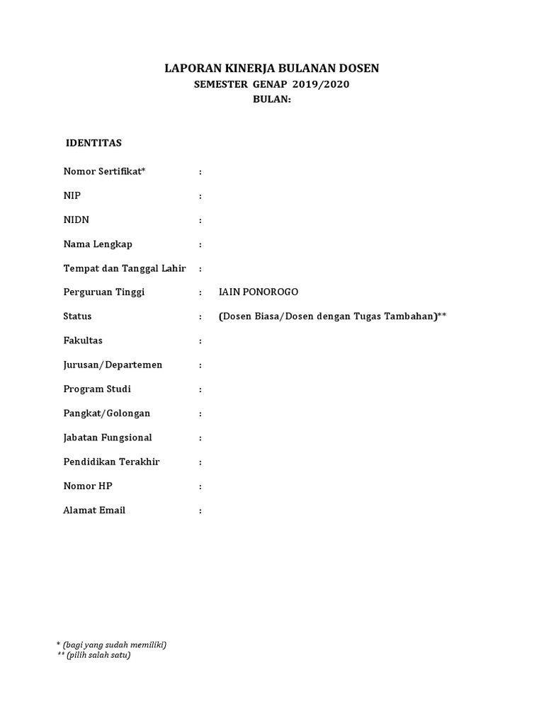 Laporan Kinerja Dosen 1 | PDF