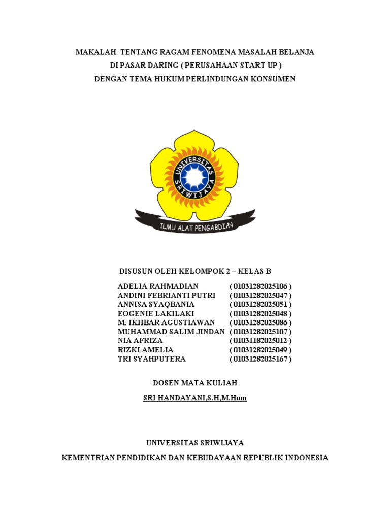 Makalah Hukum Perlindungan Konsumen - Kelompok 2 - B - Hukum Bisnis | PDF Makalah Hukum Perlindungan Konsumen - Kelompok 2 - B - Hukum Bisnis | PDF