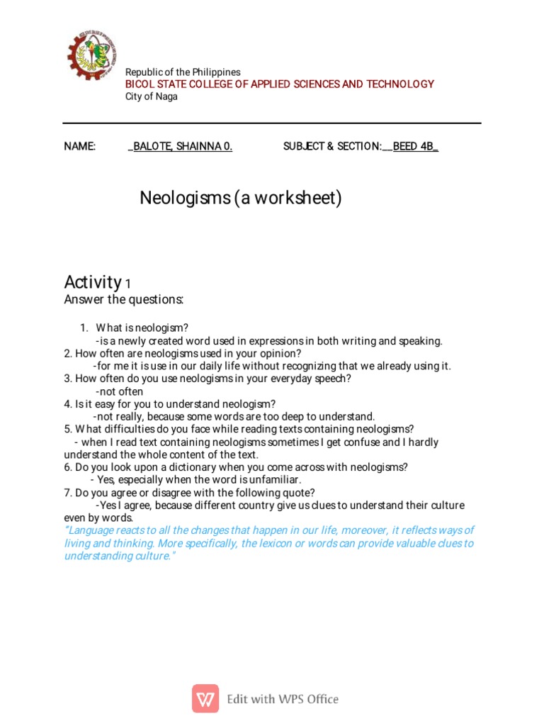 Understanding Neologisms: A Study Guide | PDF
