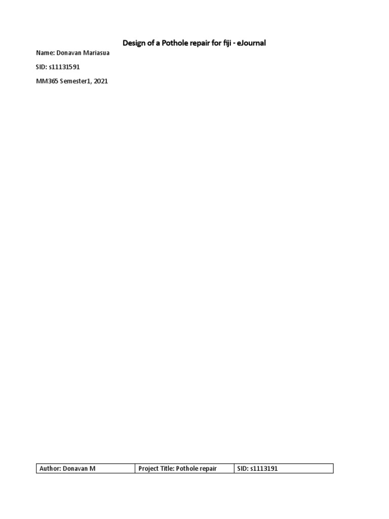 Design of A Pothole Repair For Fiji | PDF | Road Surface | Road ...
