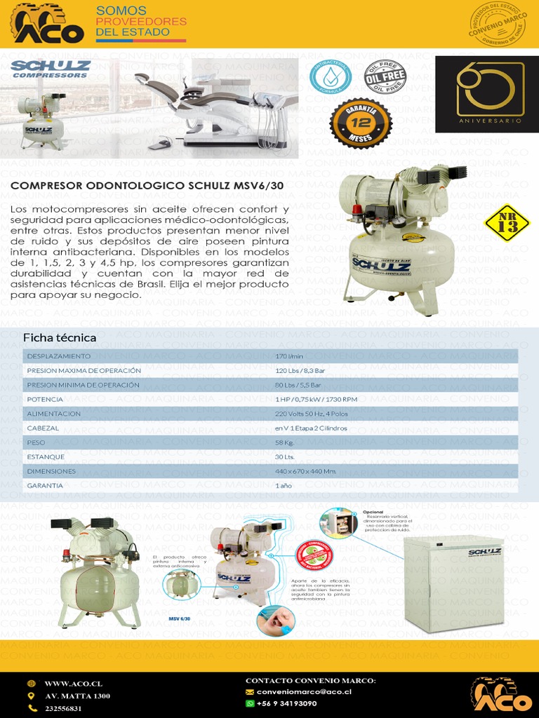 Ficha Tecnica Compresor Schulz Msv6-30 | PDF