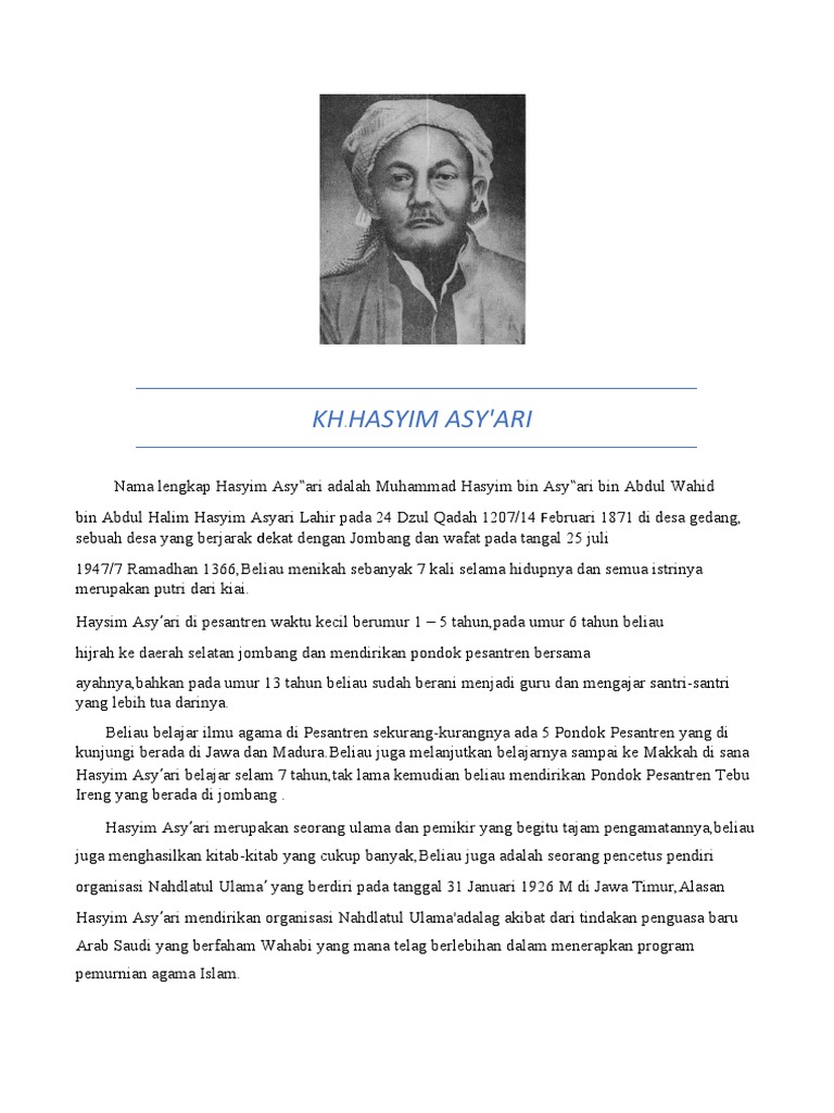 Biografi KH - Hasyim Asy'ari | PDF