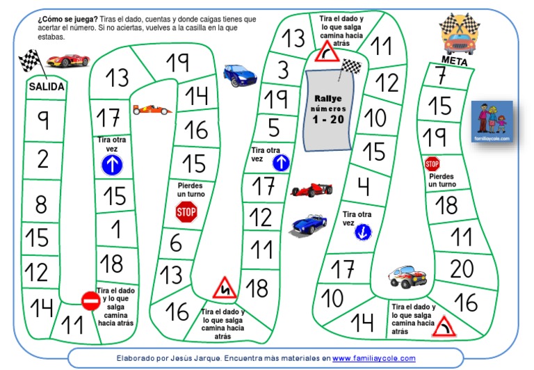 Juego de Rallye de Números 1-20 | PDF | Juegos de habilidad mental ...