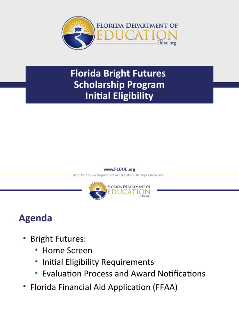 Florida Bright Futures Scholarship Program Initial Eligibility | PDF ...