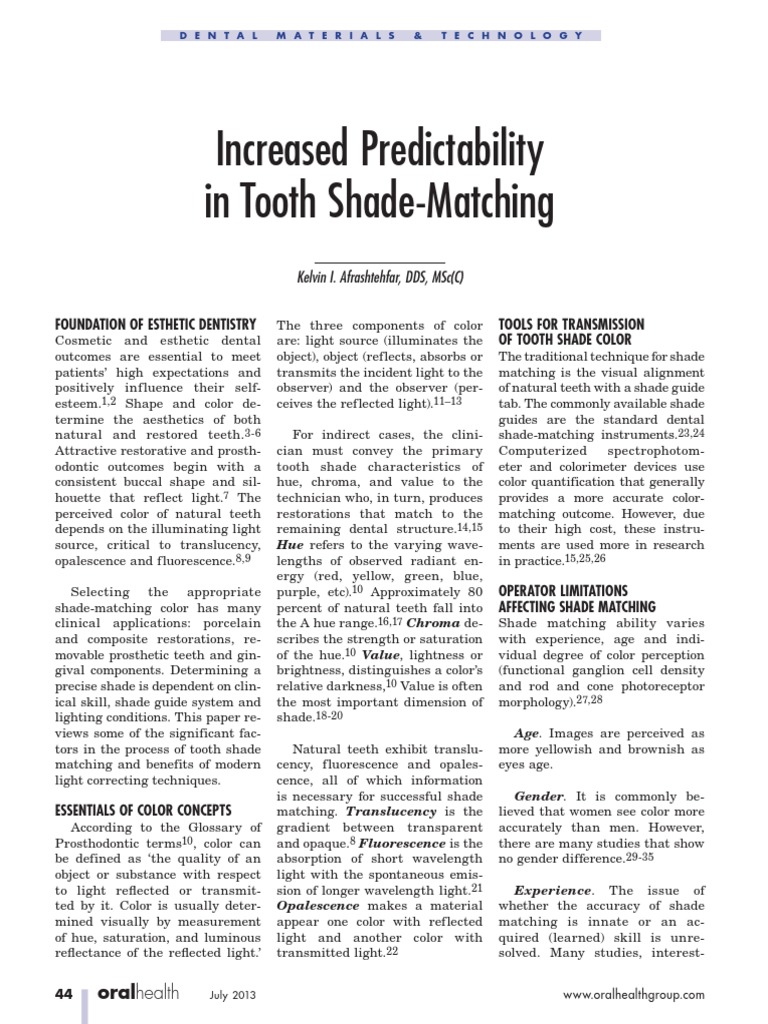 Tooth Shade Matching - KIA | PDF | Color | Lighting