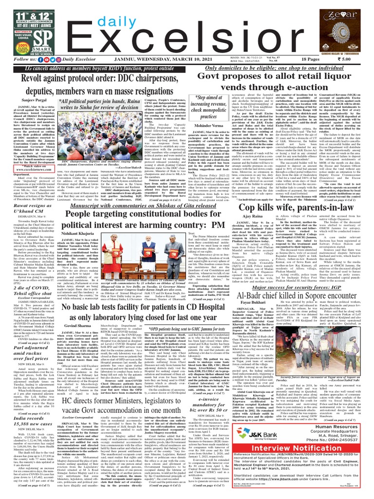 Daily Excelsior 10 03 21 Pdf