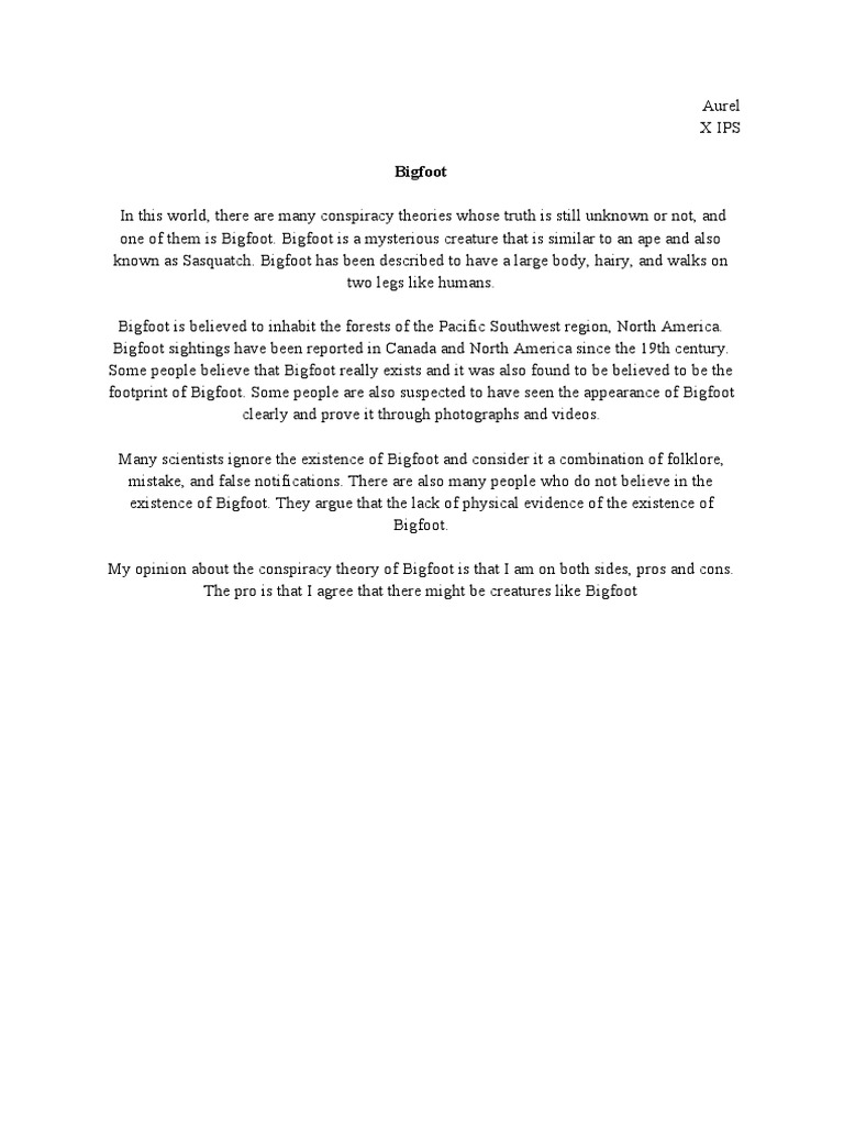 Conspiracy Theory (Bigfoot) | PDF