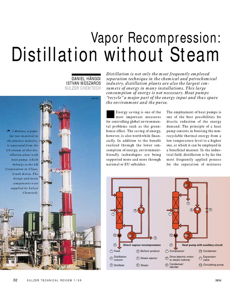 Distillation Without Steam: Vapor Recompression | PDF | Distillation ...