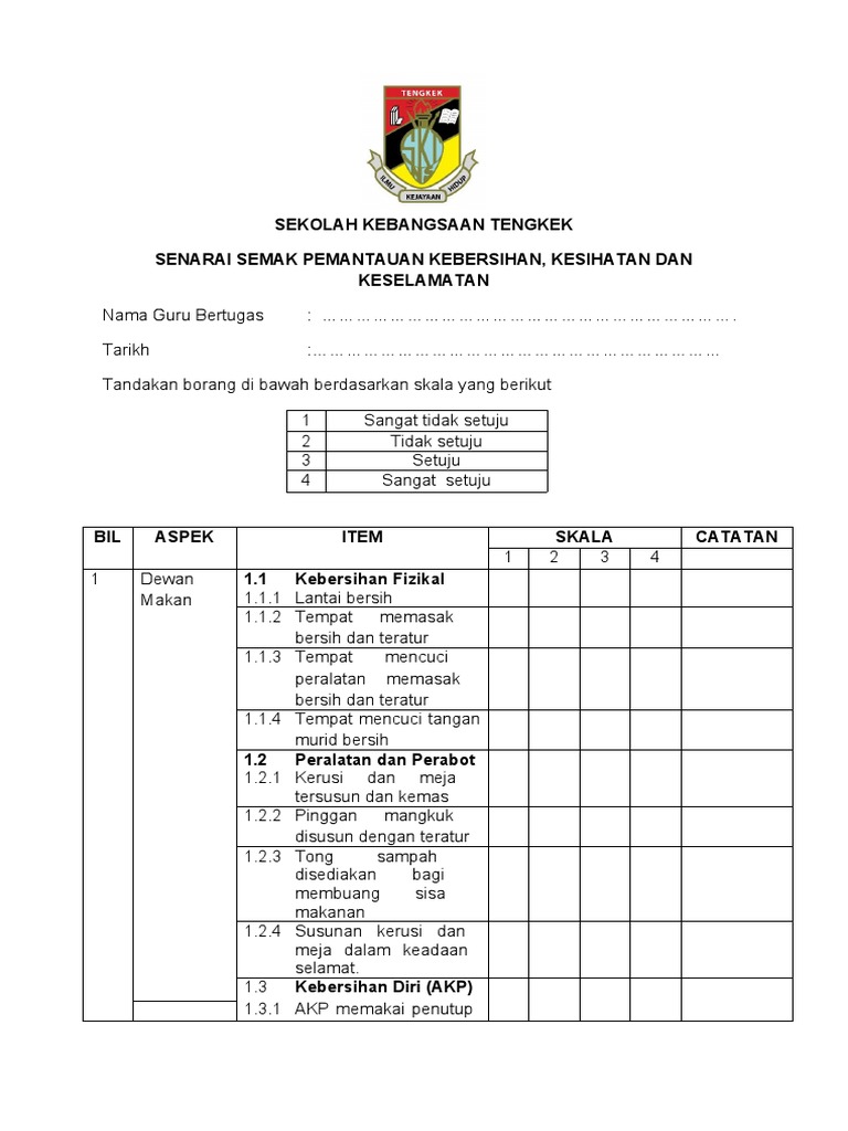 1.contoh Borang Pemantauan 3K | PDF