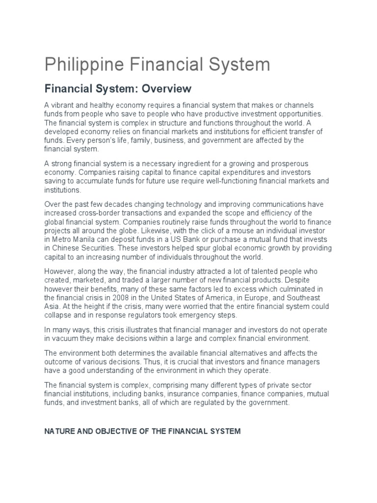 Functions of the Philippine Financial System | PDF | Market Liquidity ...