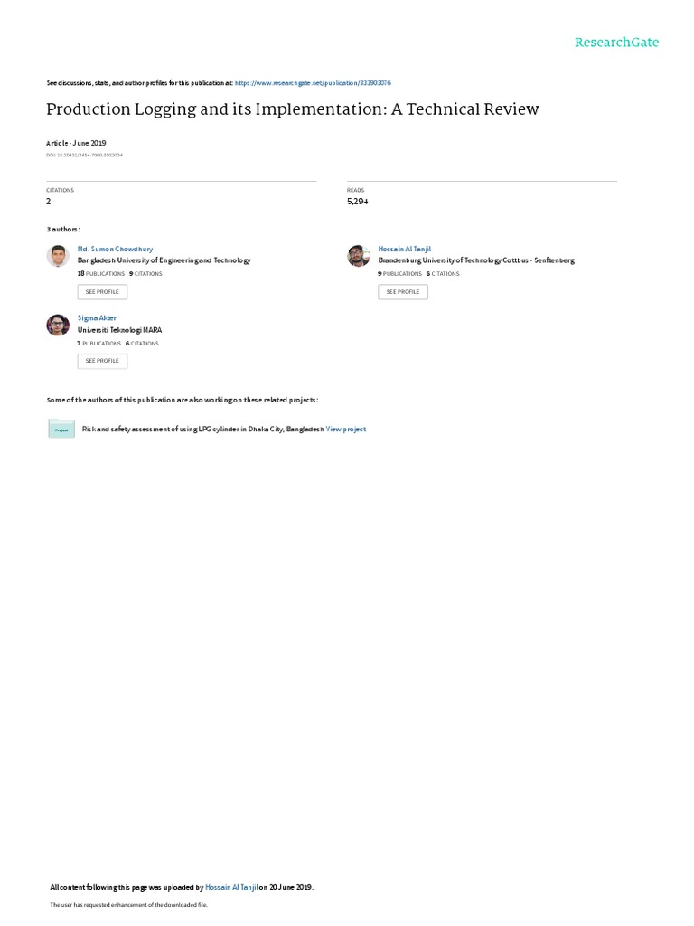 Production Logging and Its Implementation: A Technical Review ...