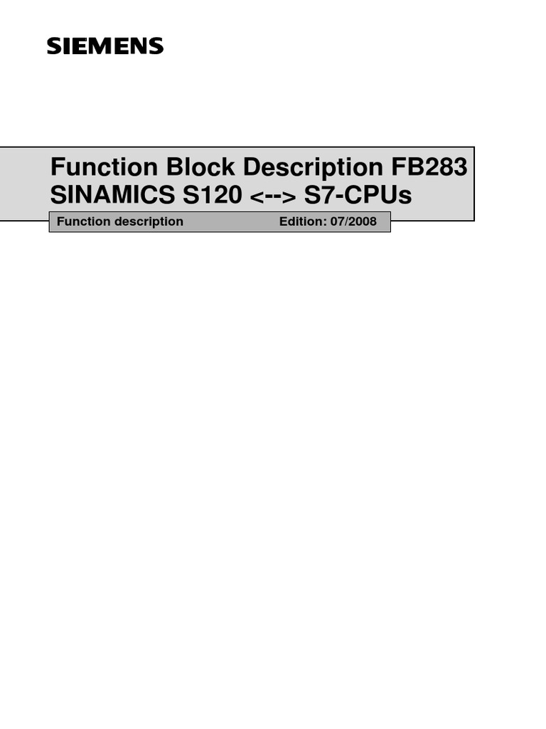 Function Block Description FB283 SINAMICS S120 - S7-CPUs | PDF | Pointer (Computer Programming ...