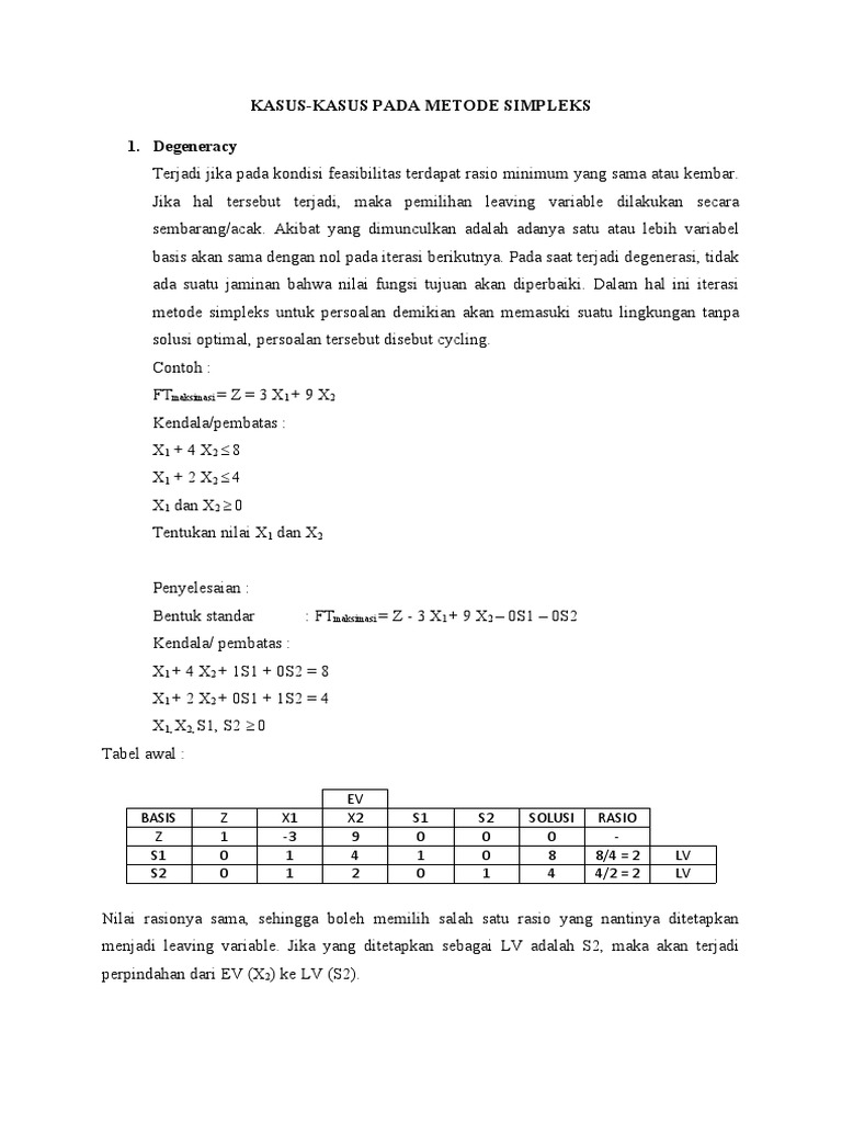 Kasus-Kasus Pada Metode Simpleks | PDF