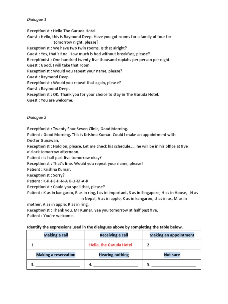 Identifying The Expression of Making and Receiving Appointment - Reservation | PDF